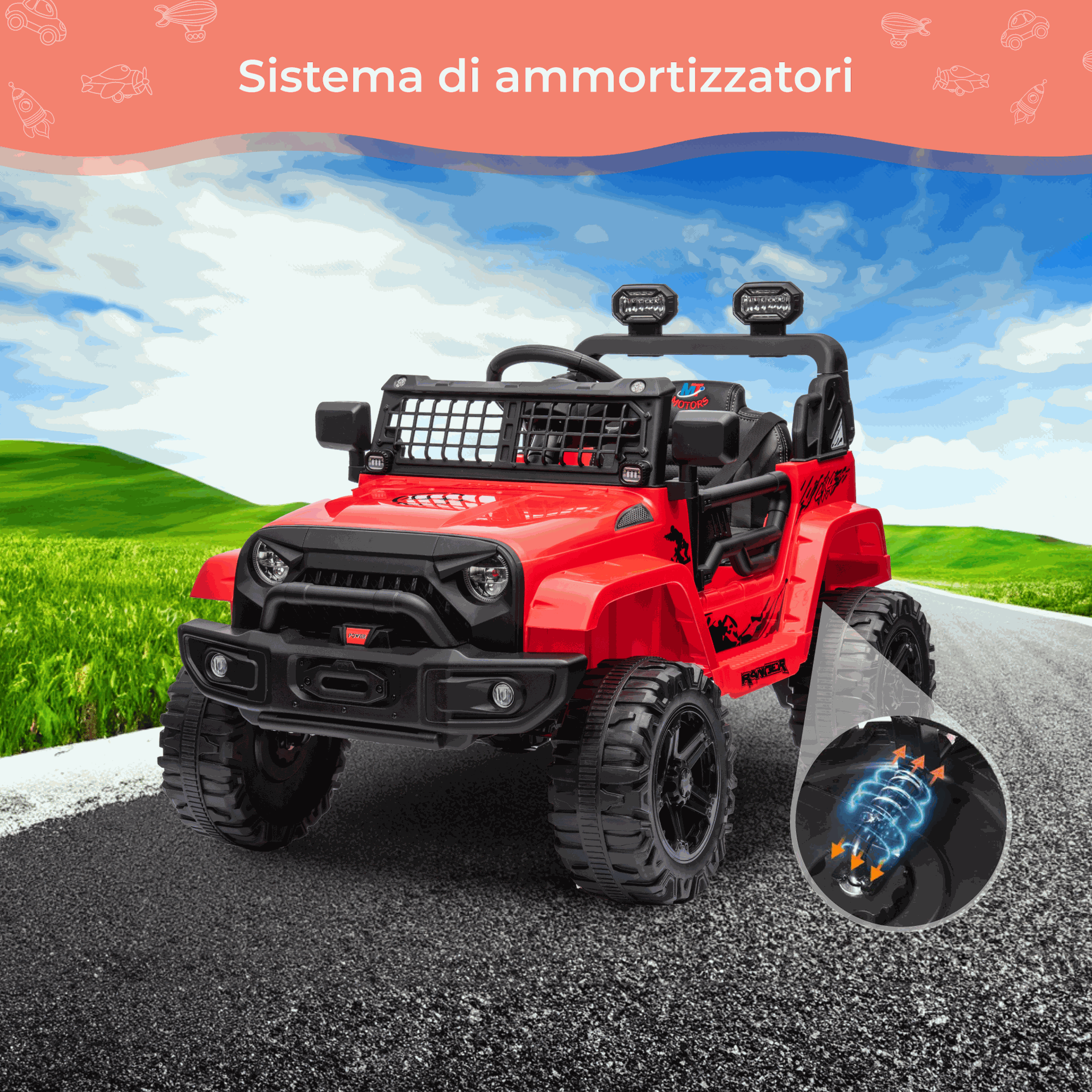 Auto Elettrica Macchina per Bambini Baby Fuoristrada 12V con Sedile in Pelle Tappetini Omaggio ...